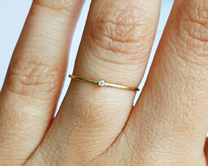 Tiny Diamond Ring Diamond Stacking Ring Gold Diamond Ring - Etsy UK