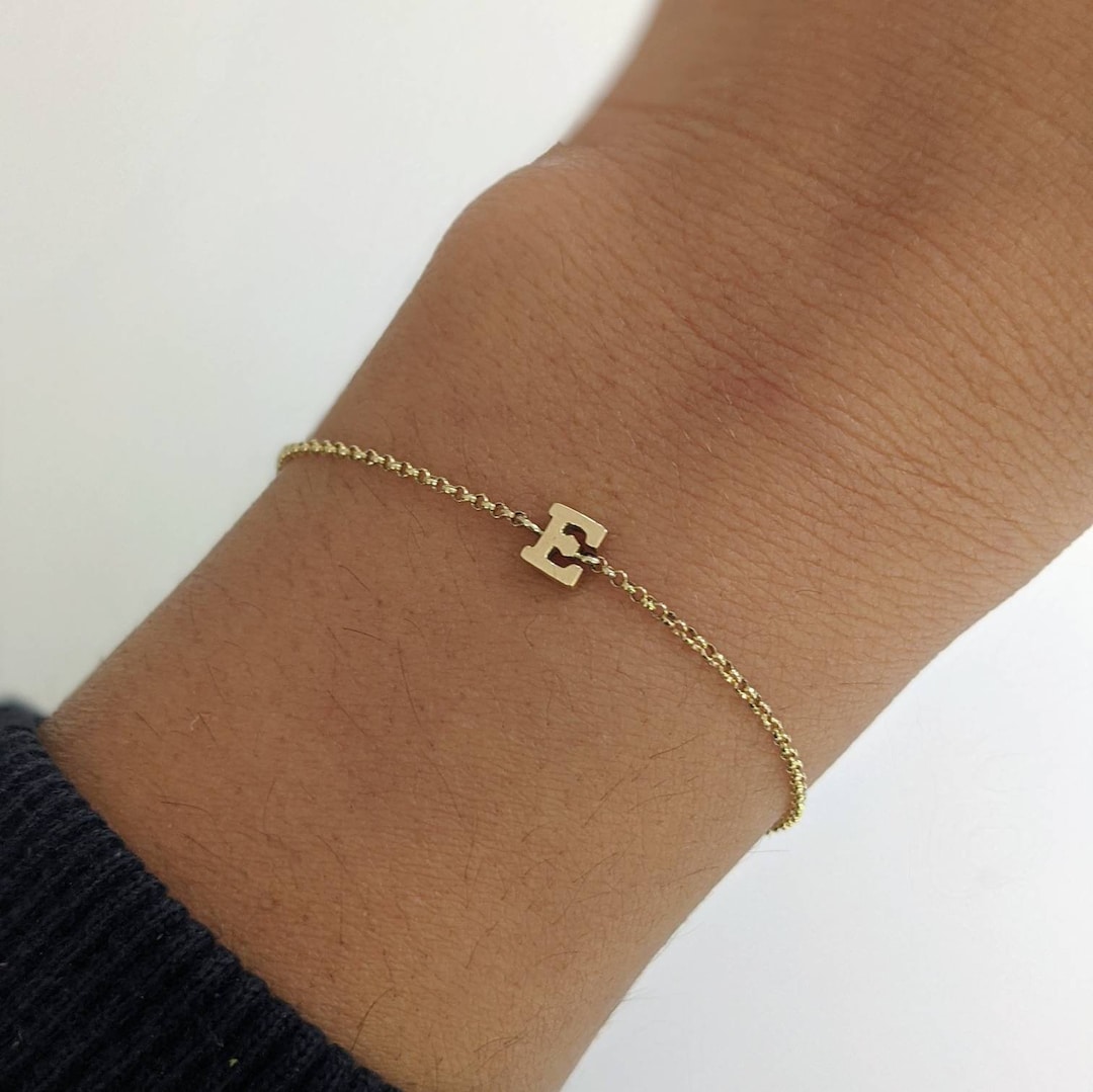 Solid 9ct Gold Initial Bracelet, Personalised Alphabet Bracelet, Solid ...
