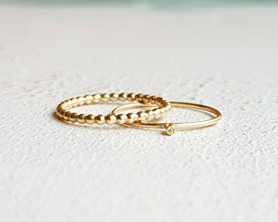 Tiny diamond ring diamond stacking ring gold diamond ring | Etsy