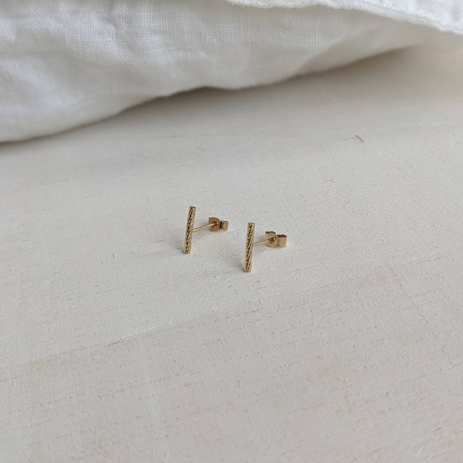 9ct Gold Bar Studs, Solid Gold Line Studs, Minimalist Gold Studs ...