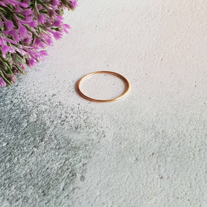 Solid Rose Gold Ring, Dainty Rose Gold Ring, Minimal Wedding Band ...