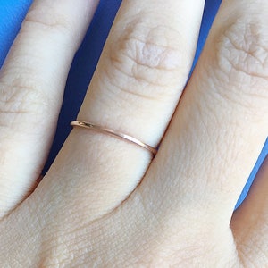 Solid Rose Gold Ring, Dainty Rose Gold Ring, Minimal Wedding Band ...