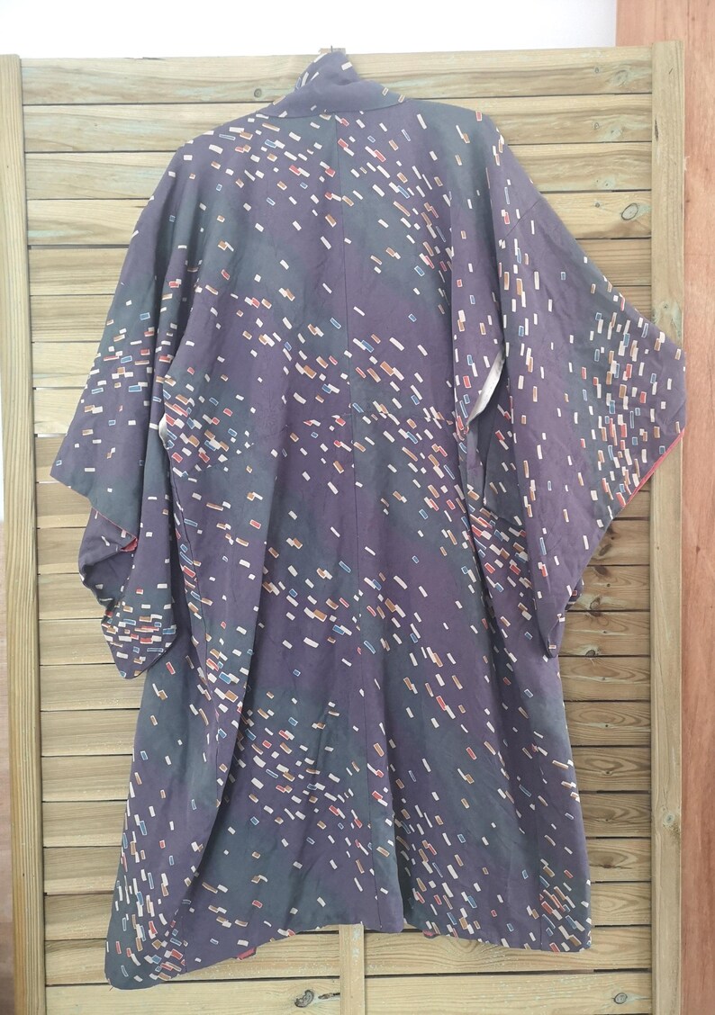 Vintage Japanese Silk Kimono Lavender Textured Fabric Early 20th ...