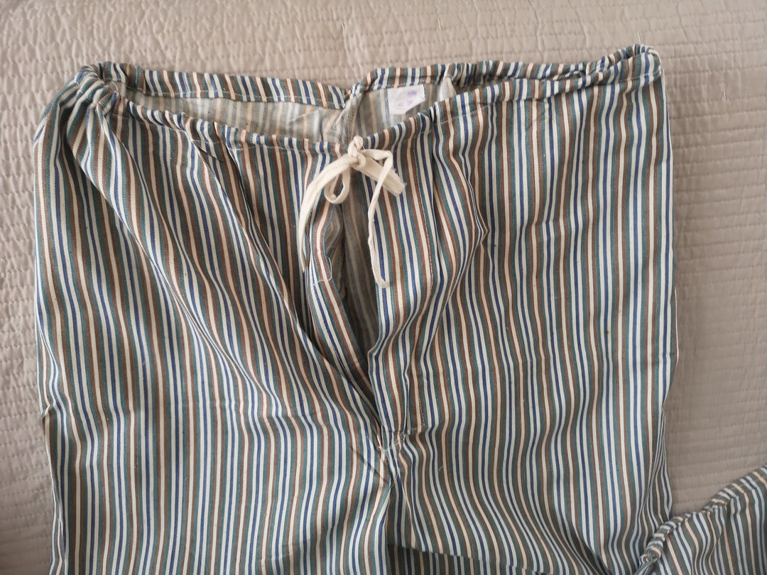 Vintage Mens Pajamas Suit XL Cotton Army Shirt Work Pant Chore Trouser ...