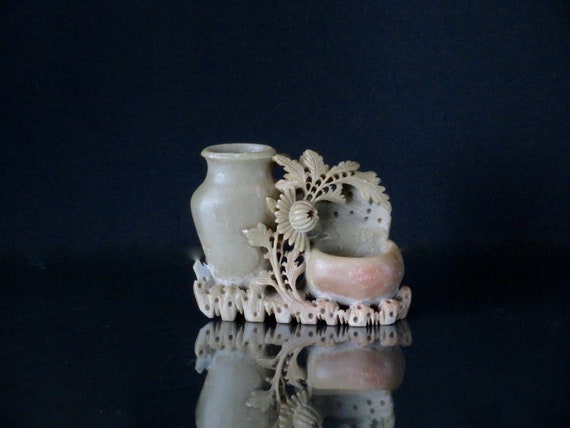 Hand Carved Asian Inkwell in Marbled Soapstone Chinese Fine - Etsy