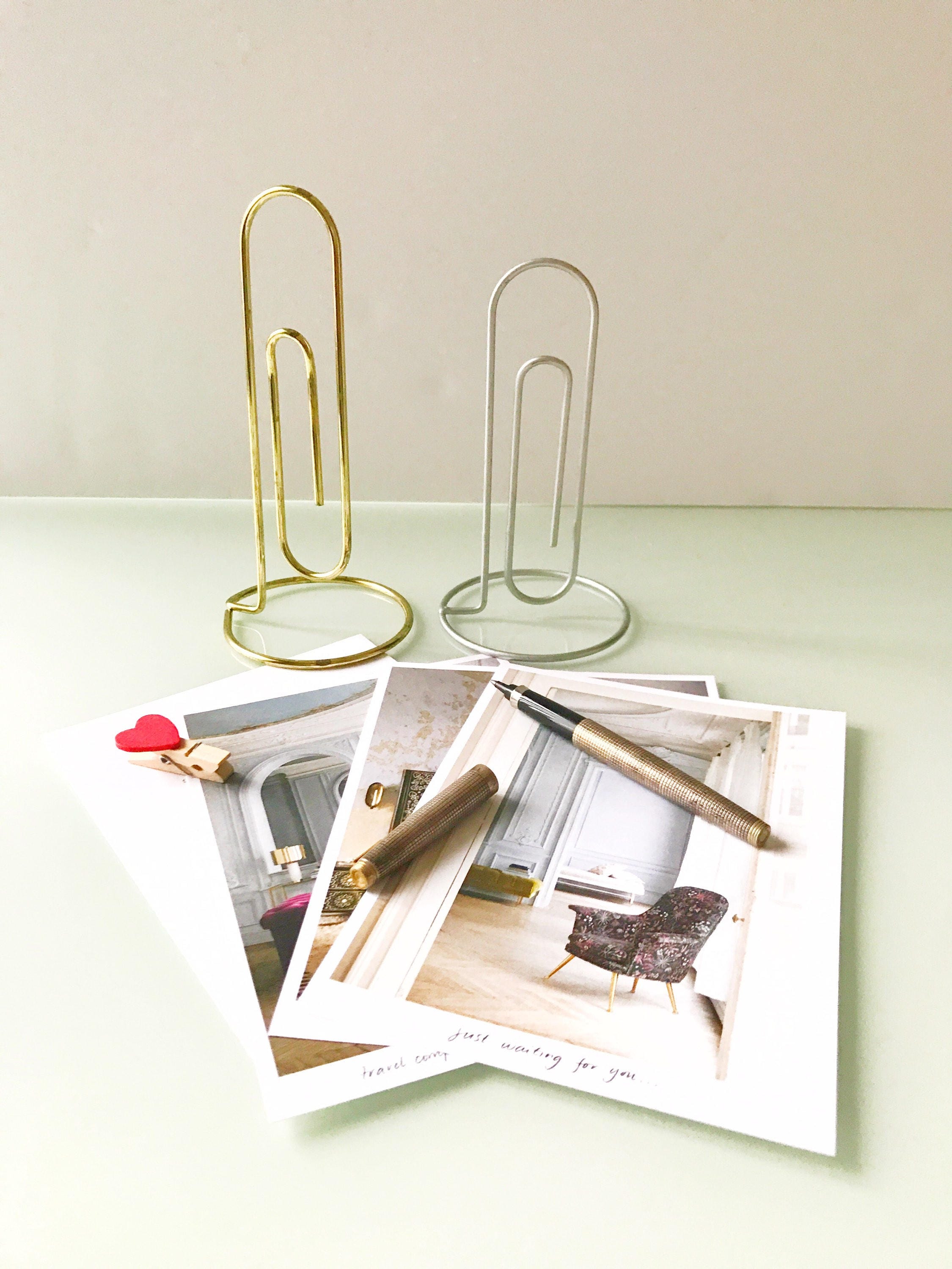 Jumbo Paperclips, Metal Memo Clip, Gold and Silver Paperclip Art. Retro ...
