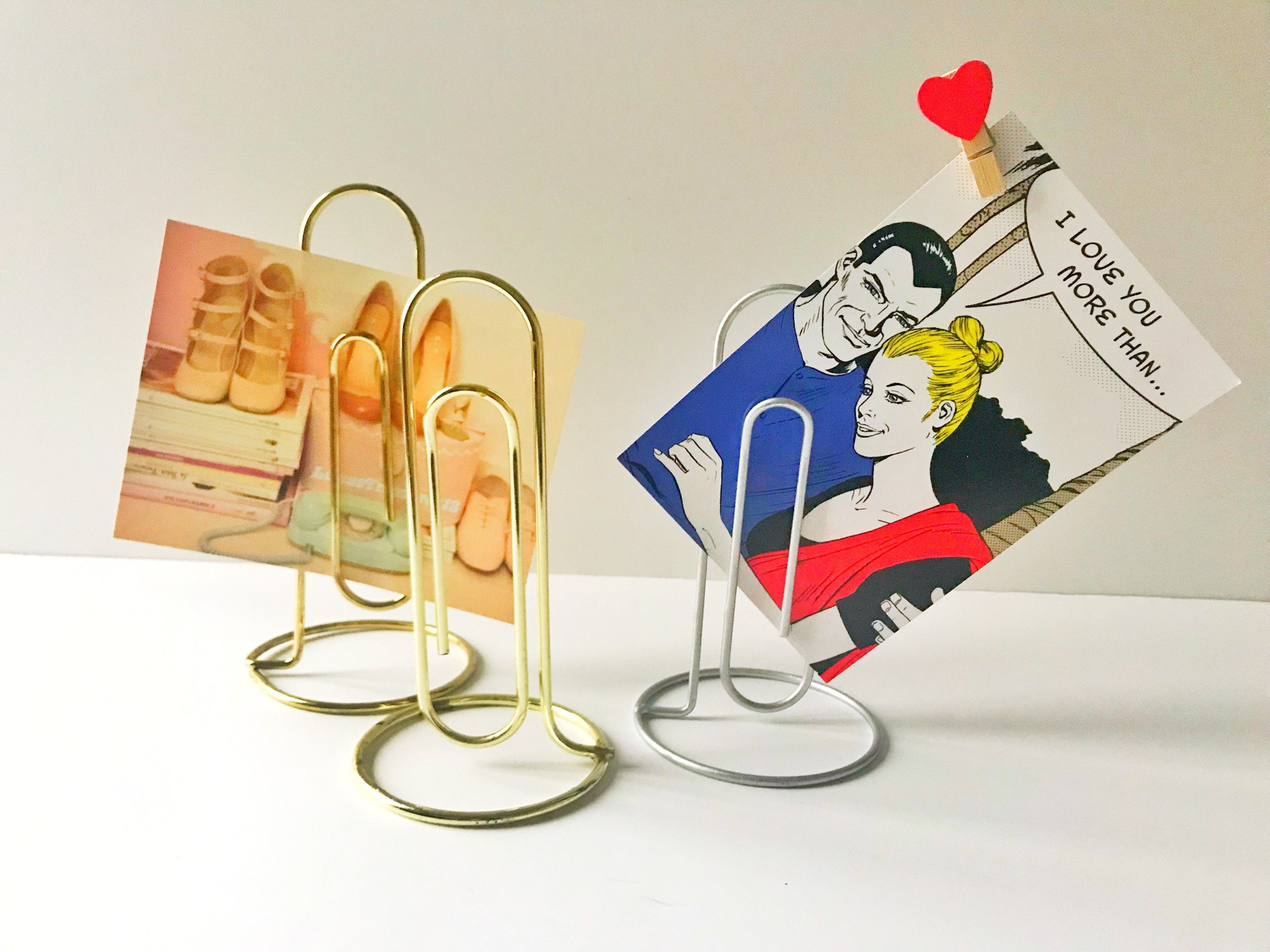 Jumbo Paperclips, Metal Memo Clip, Gold and Silver Paperclip Art. Retro ...