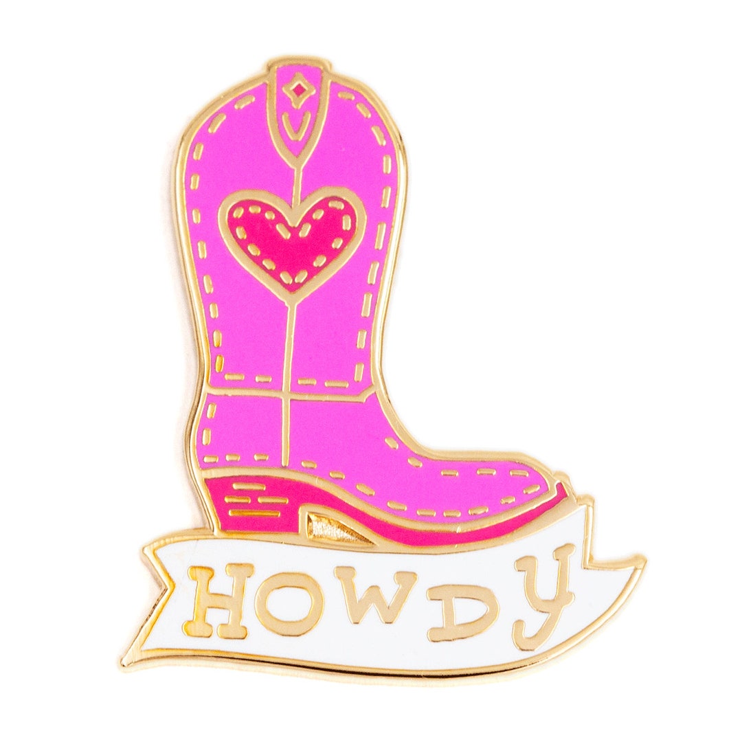 Howdy Cowgirl Pink Boot Enamel Pin - Etsy