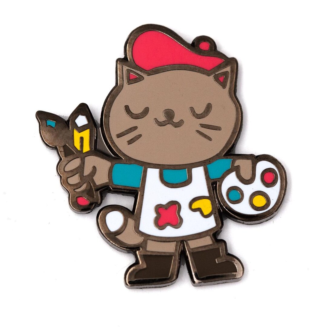 Artist Cat Enamel Pin - Etsy