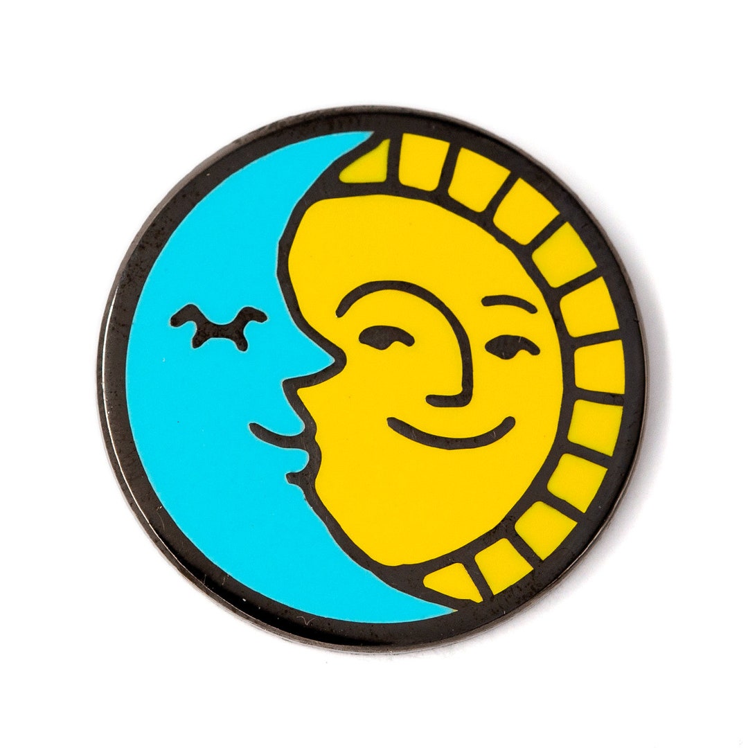 Sun and Moon Enamel Pin - Etsy