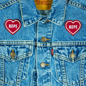 Nope Heart Embroidered Iron-on Patch - Etsy