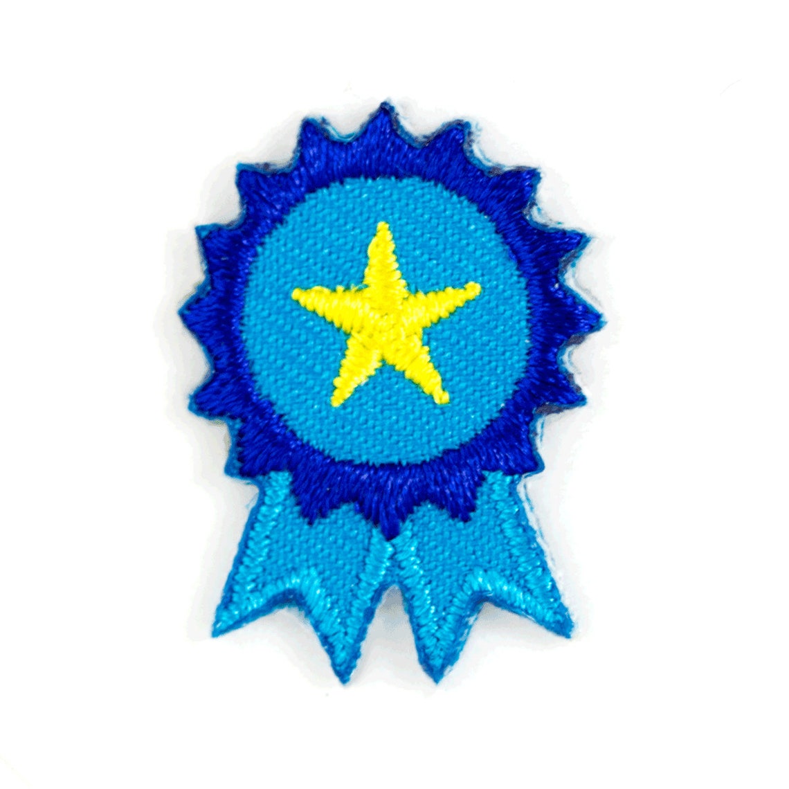 Blue Ribbon Embroidered Mini Sticker Patch - Etsy