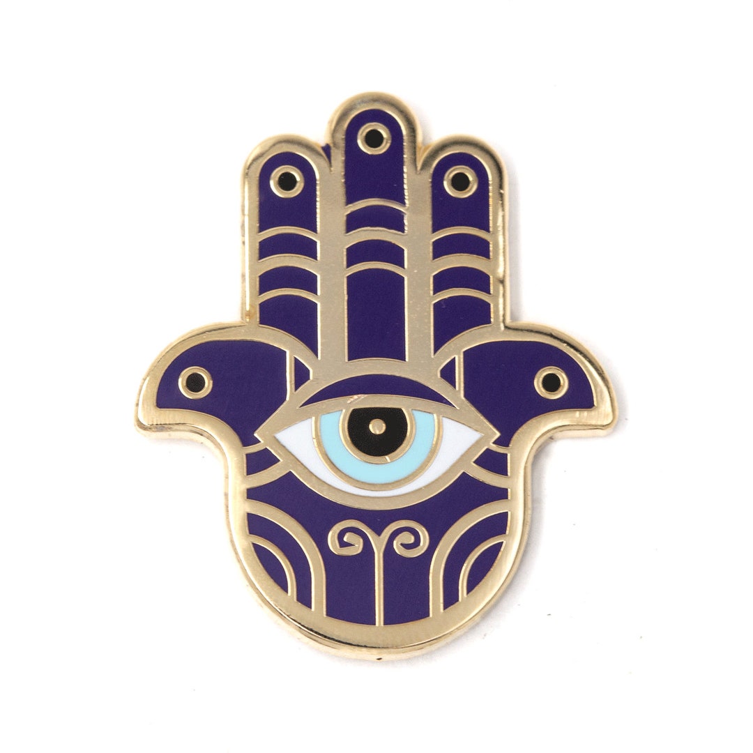 Hamsa Hand Deep Blue Enamel Pin - Etsy