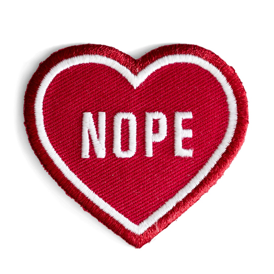Nope Heart Embroidered Iron-on Patch - Etsy