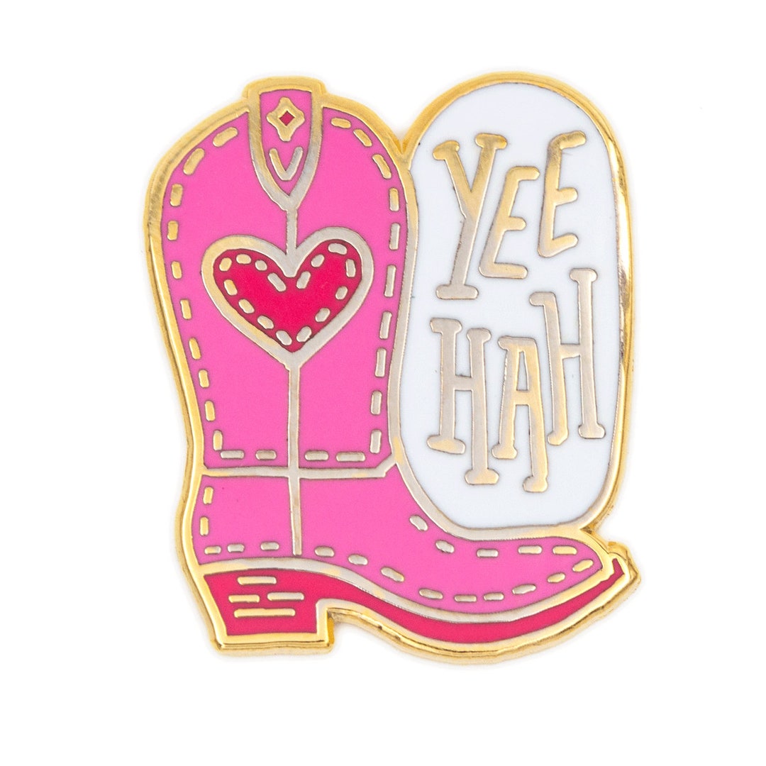 Yee Haw Cowgirl Boot Enamel Pin - Etsy
