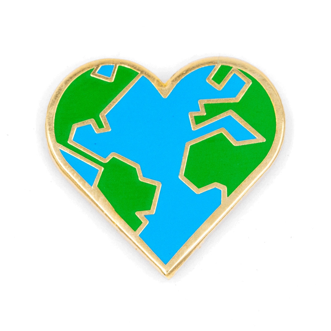 Heart Earth Enamel Pin - Etsy