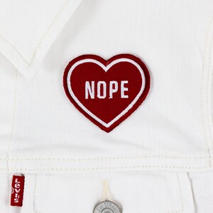 Nope Heart Embroidered Iron-on Patch - Etsy