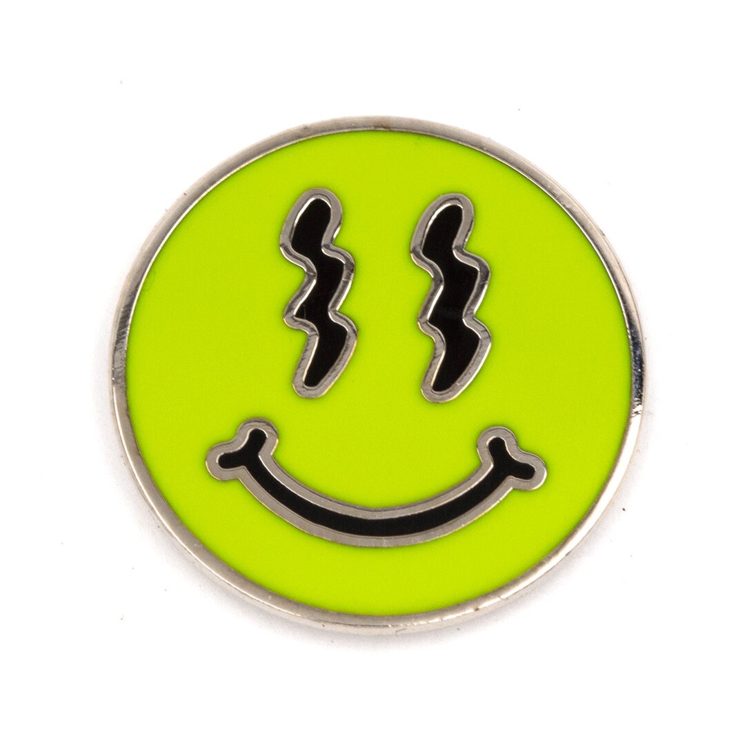 Trippy Smiley Enamel Pin - Etsy