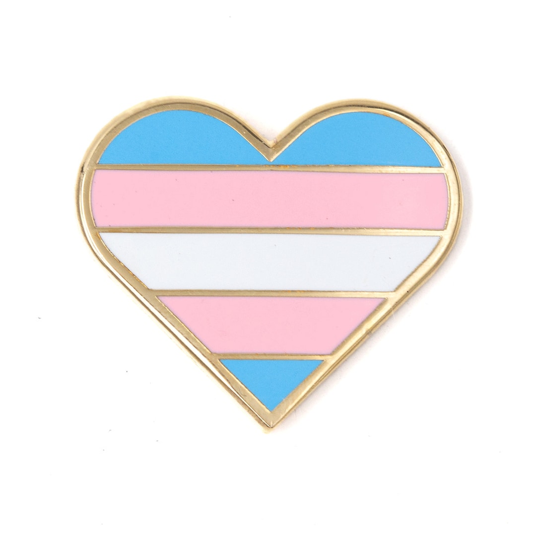 Trans Pride Heart Enamel Pin - Etsy