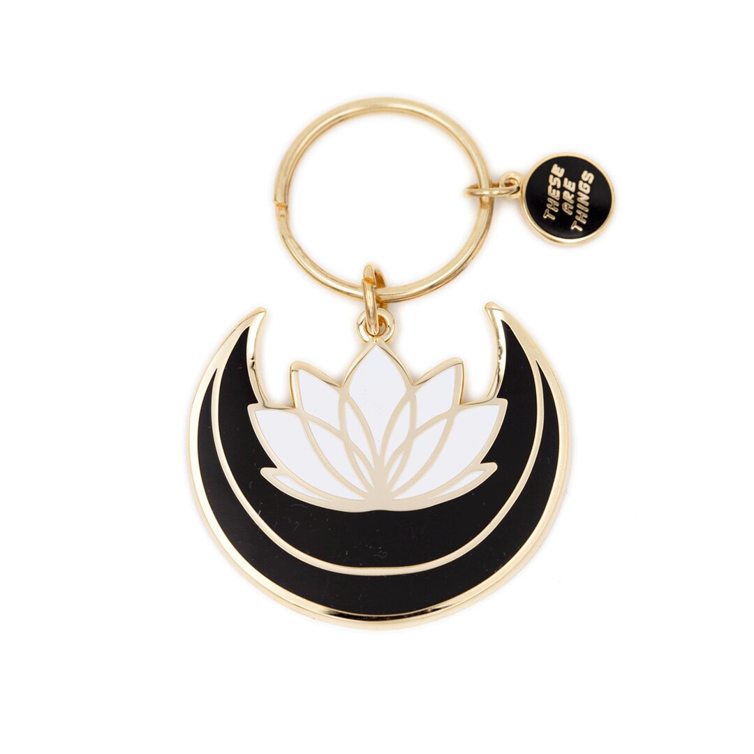 Lotus Moon Enamel Keychain - Etsy