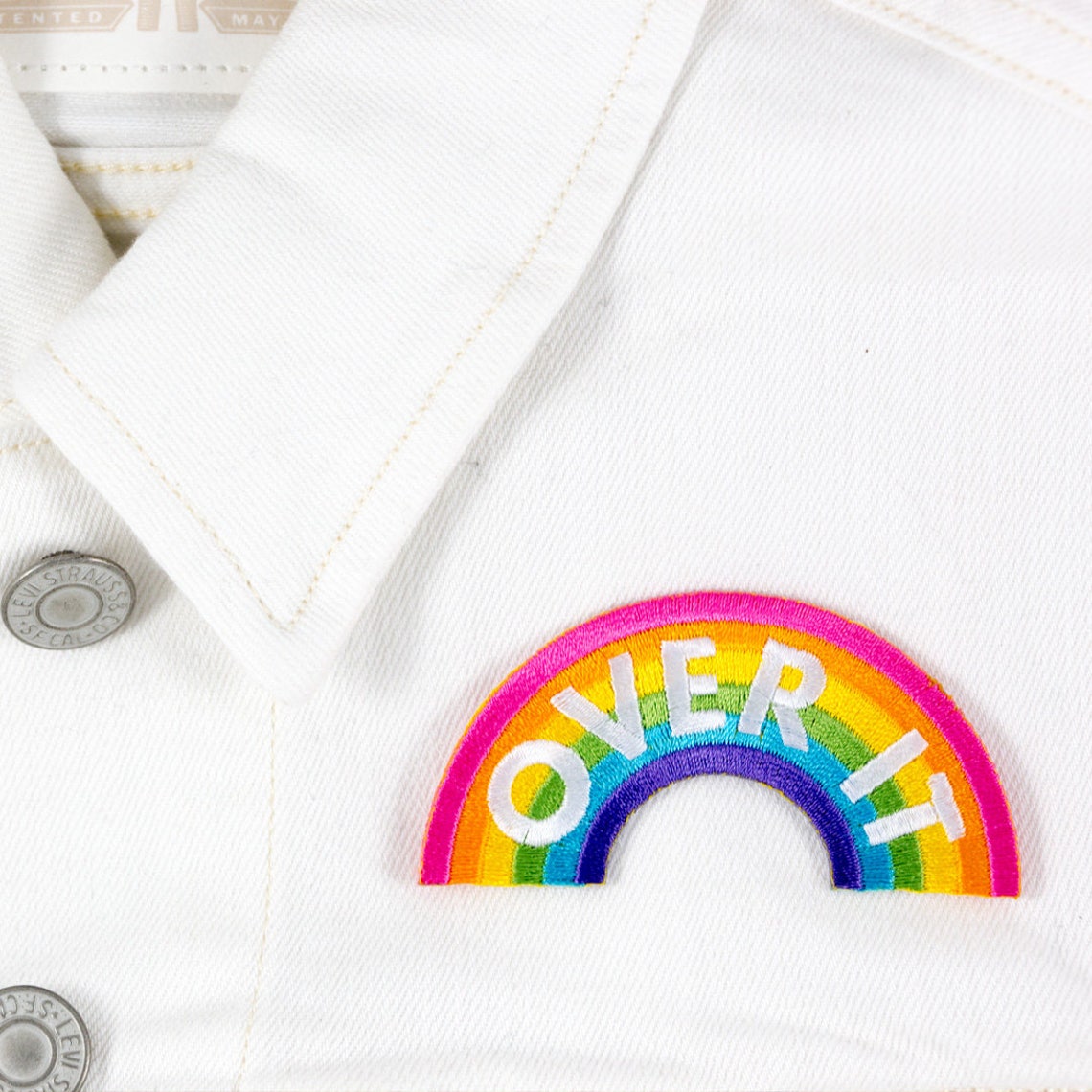 Over It Rainbow Embroidered Iron-on Patch - Etsy