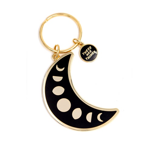 Crescent Moon Enamel Keychain - Etsy