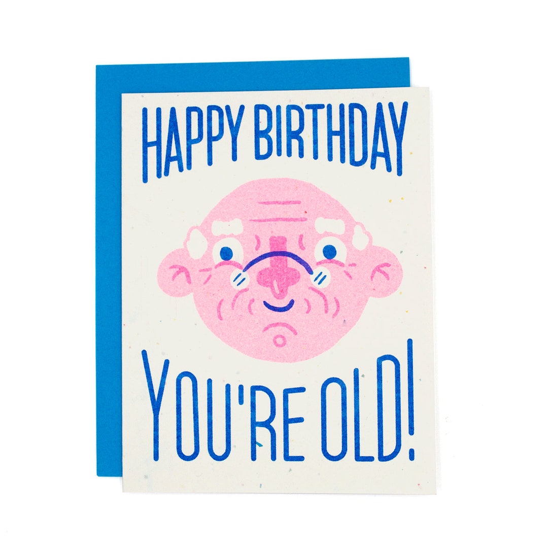 Happy Birthday You're Old Risograph Card - Etsy