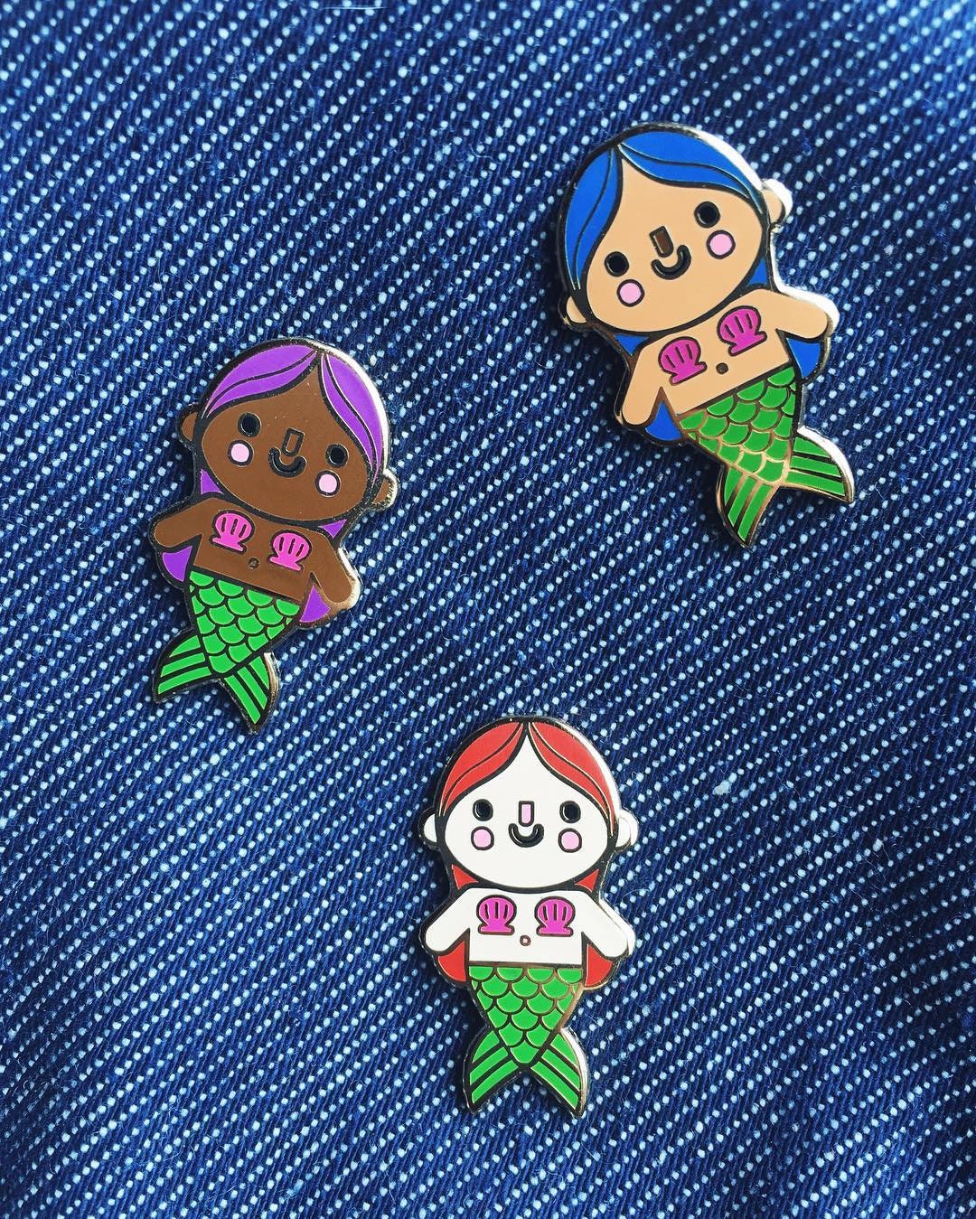 Mermaid Baby Enamel Pin Purple Hair | Etsy