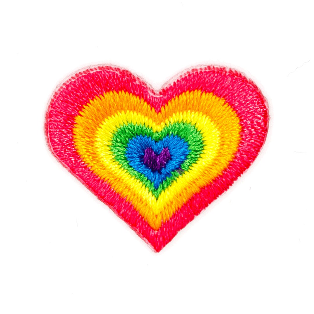Rainbow Heart Embroidered Mini Sticker Patch - Etsy