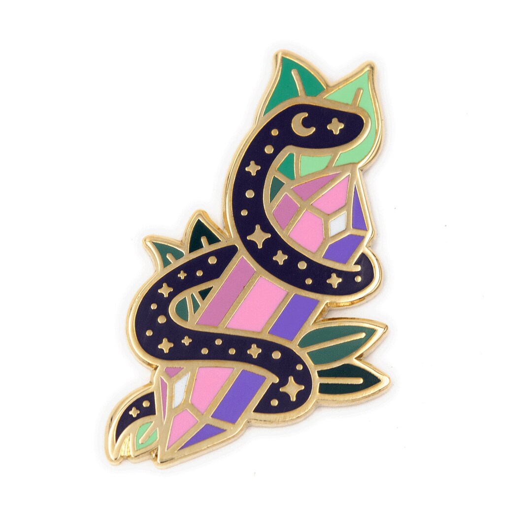 Crystal Snake Enamel Pin - Etsy