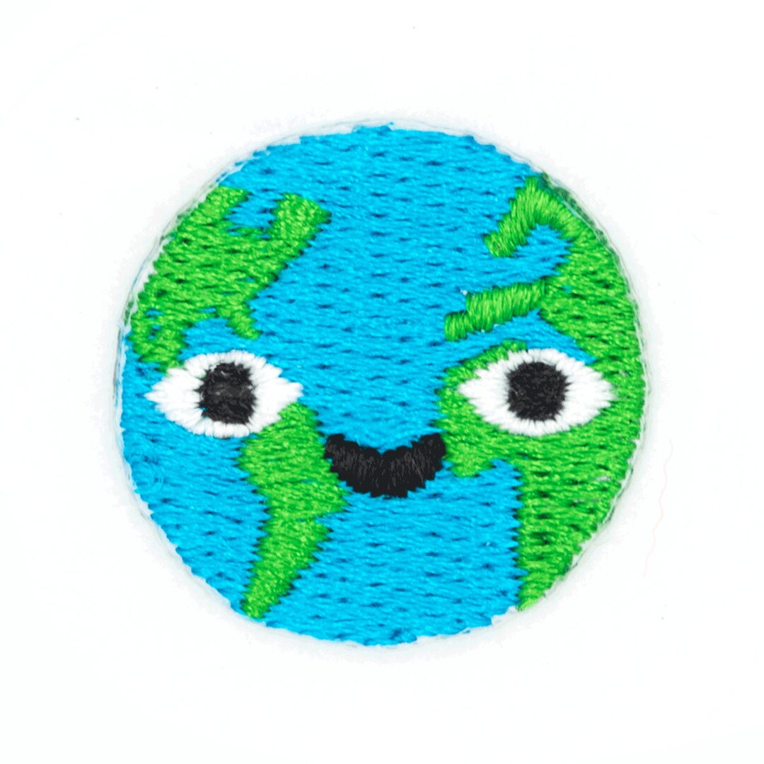 Happy Earth Embroidered Mini Sticker Patch - Etsy