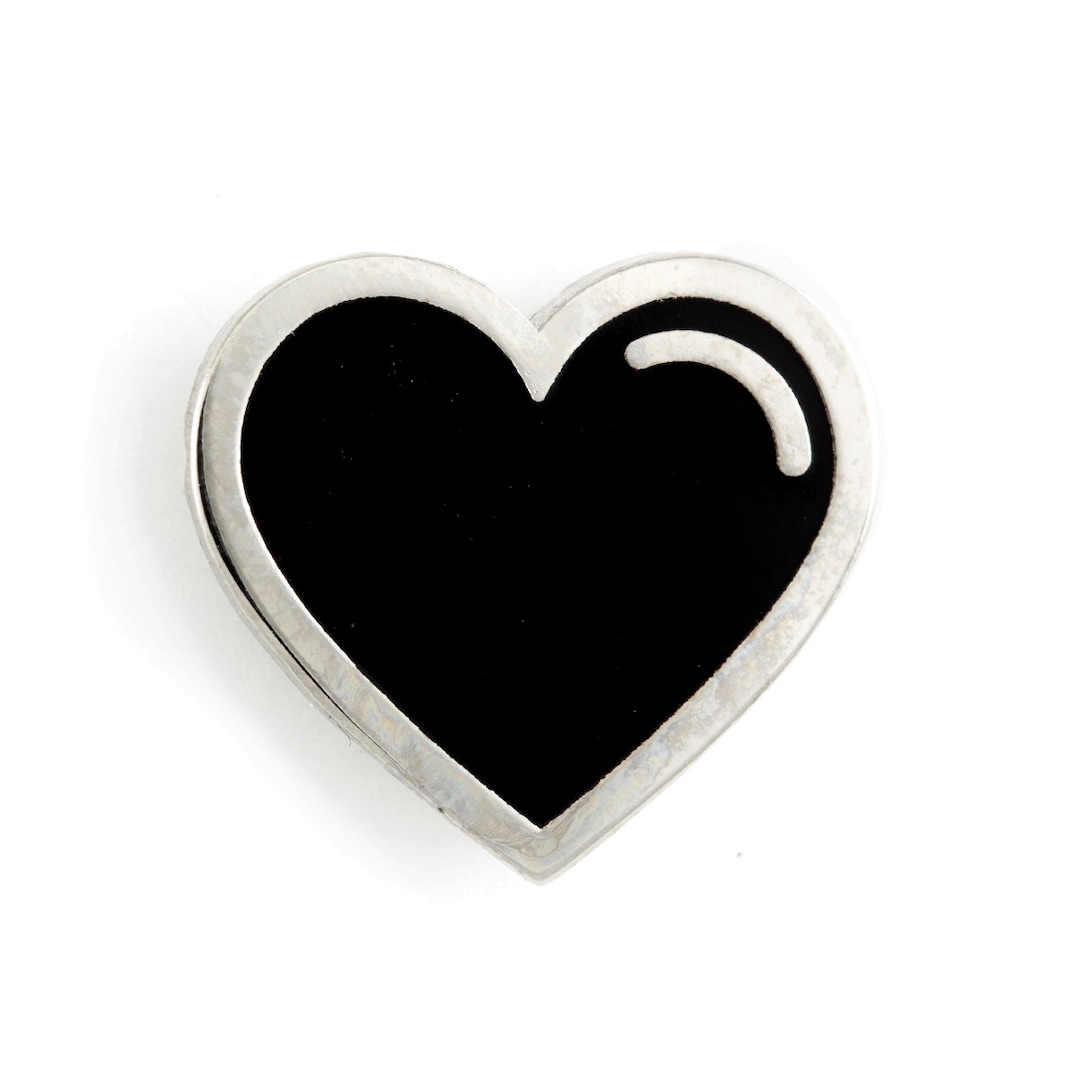Black Heart Enamel Pin - Etsy