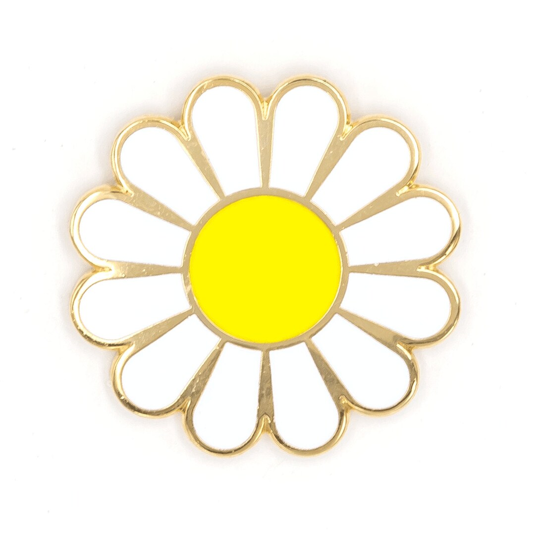 White Daisy Enamel Pin - Etsy