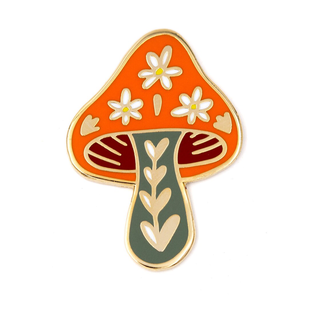 Floral Mushroom Enamel Pin - Etsy