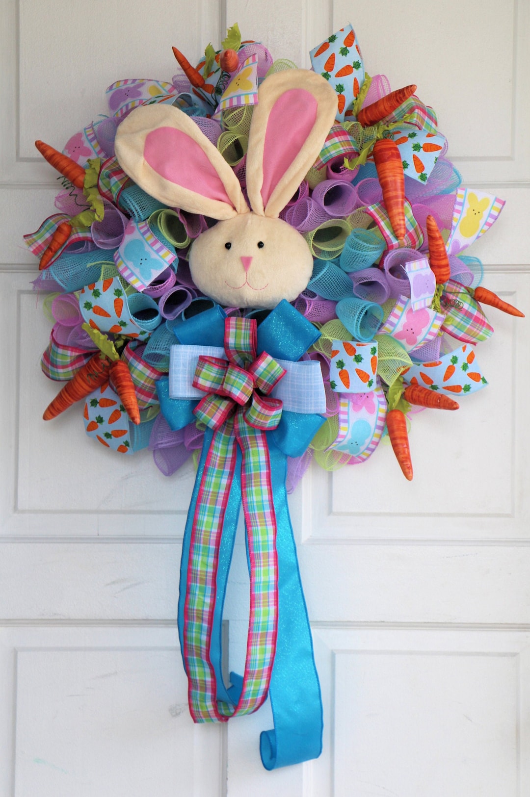 Easter Bunny Mesh Wreath Bunny Head Wall Haning Spring - Etsy