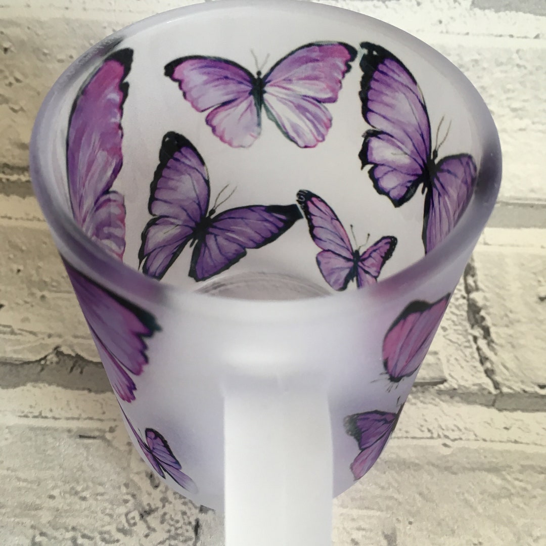 Frosted Glass Butterfly Mug - Etsy