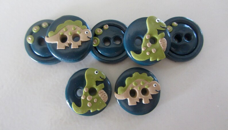 Navy Dinosaur Buttons Set of 7 | Etsy