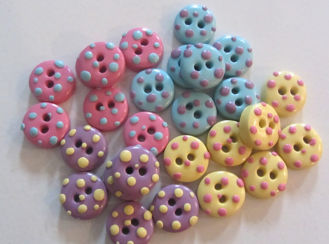 Pastel Polka Dots Set of 6 Buttons - Etsy