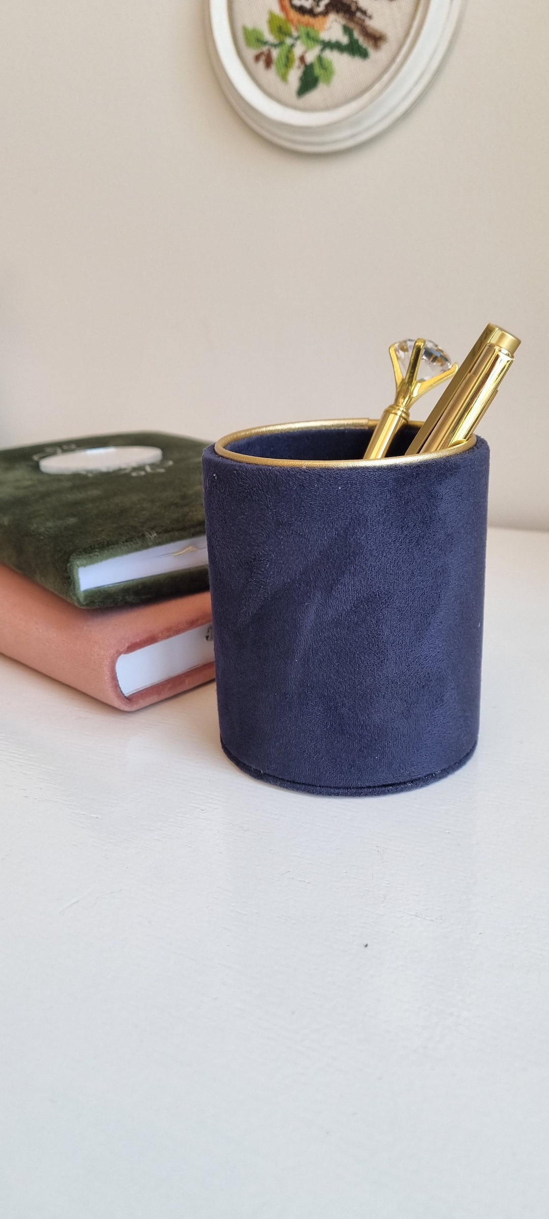 Personalized Dark Blue Pencil Holder or Makeup Brush Holder Modern ...