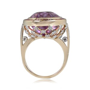 Kunzite Ring. 24.10ct Kunzite Ring With Halo French Ruby and Diamond ...