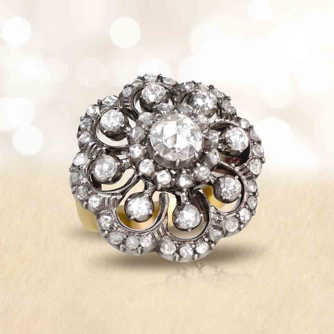 Antique Victorian 0.55ct Rose Cut Diamond Engagement Ring - Etsy