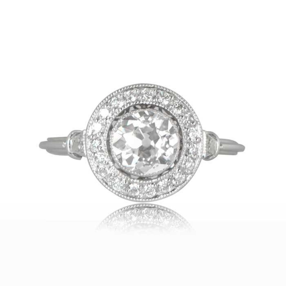 1 Carat Diamond Halo Engagement Ring Estate Diamond Ring | Etsy