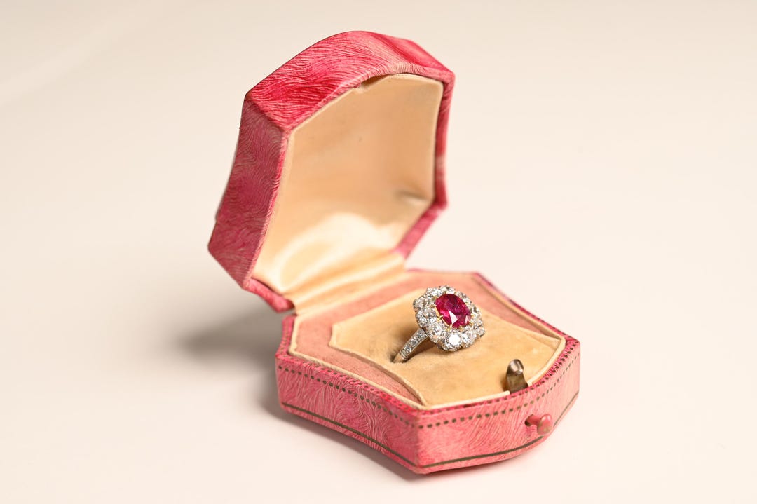 Agl-certified. 1.46center-ct Cushion Cut Unheated Burma Ruby Ring ...