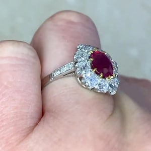 Agl-certified. 1.46center-ct Cushion Cut Unheated Burma Ruby Ring ...