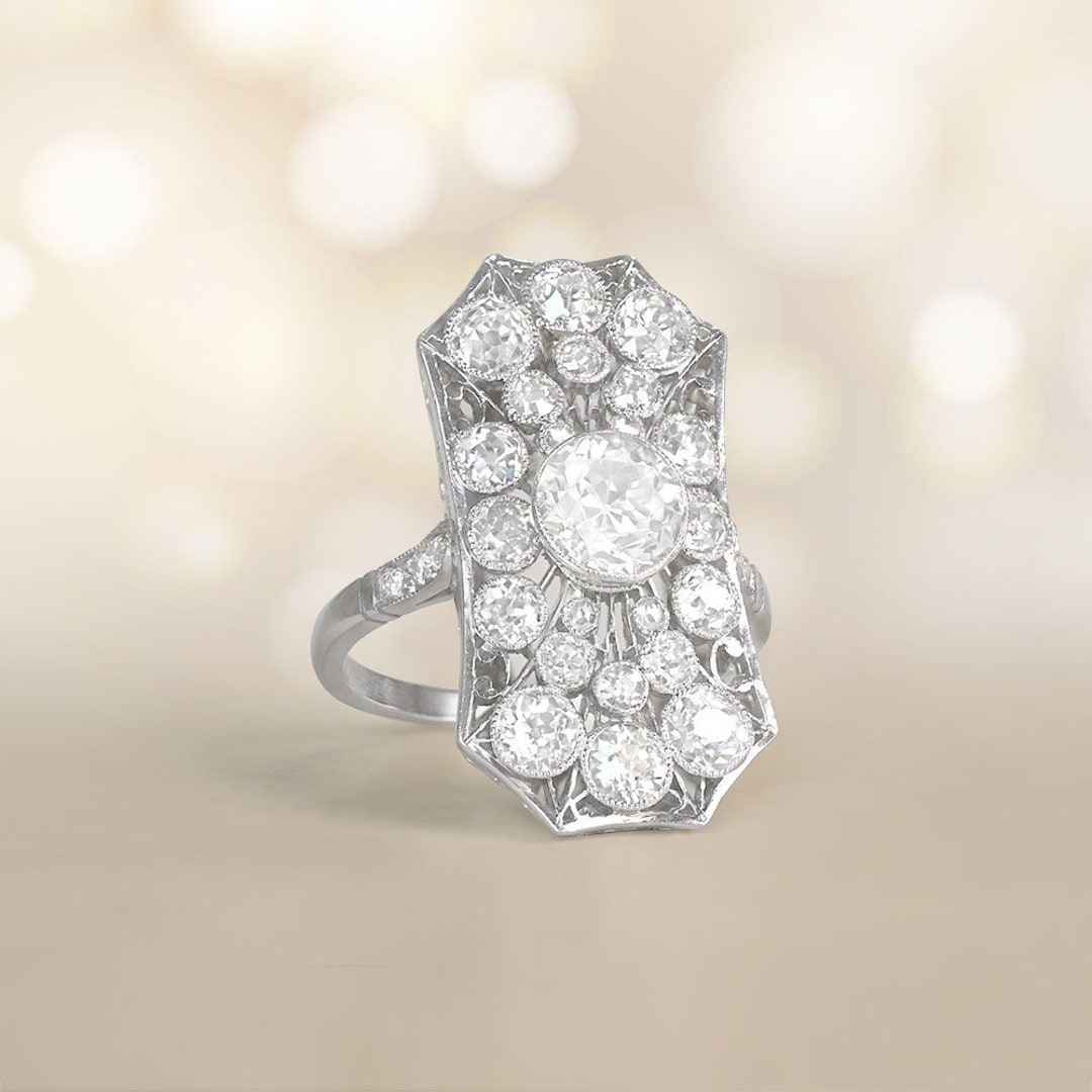 Antique Edwardian Era Ring. 1.00ct Old European Cut Diamond Ring. Bezel ...