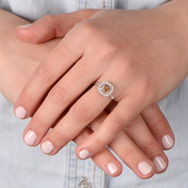 Champagne Diamond Engagement Ring Champagne 1.12ct Diamond | Etsy