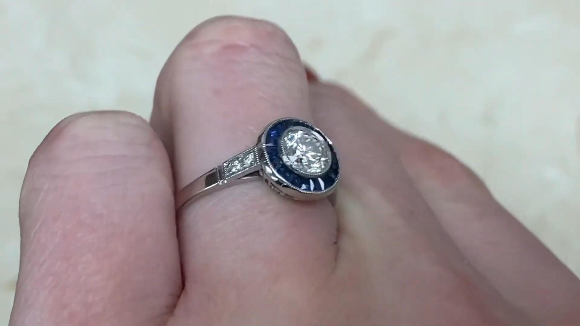 Art Deco Style Ring 0.50ct Antique Old European Cut Diamond Engagement ...