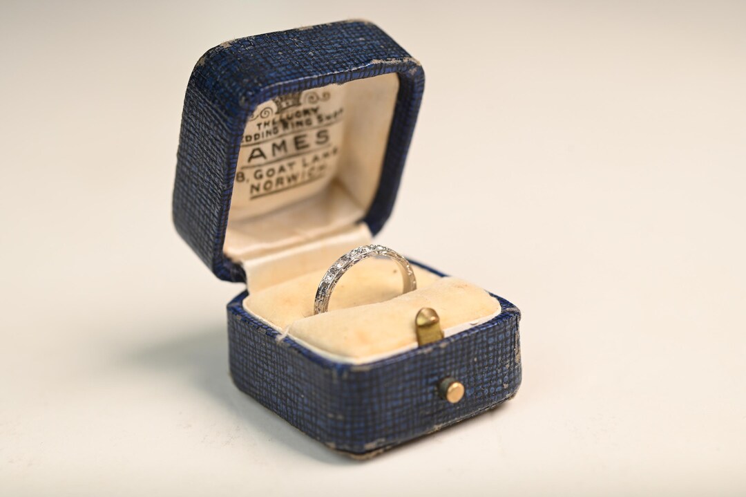 Art Deco Diamond Wedding Band. Five Old European Cut Diamond Wedding ...