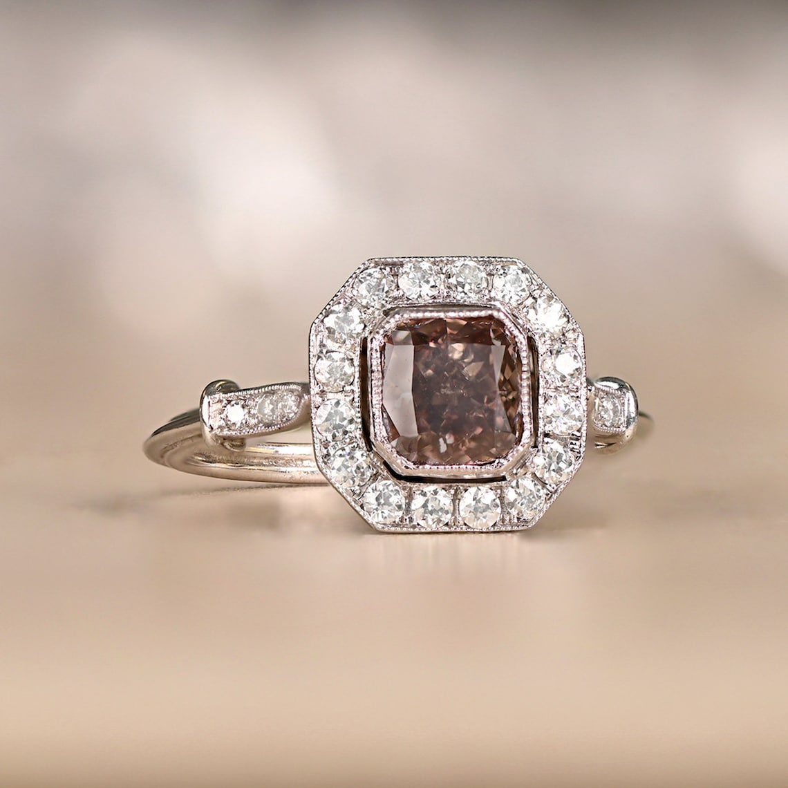 Champagne Diamond Engagement Ring Champagne 1.12ct Diamond | Etsy