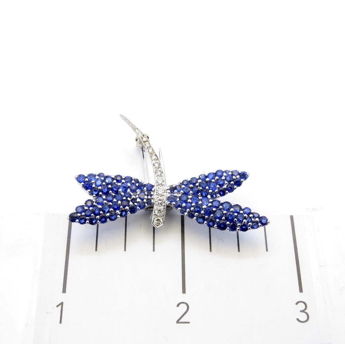 Blue Sapphire & Diamond dragonfly Pin Brooch - Etsy